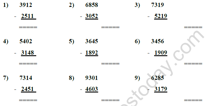 Cbse Class 3 Mathematics Addition And Subtraction Mcqs Multiple Choice